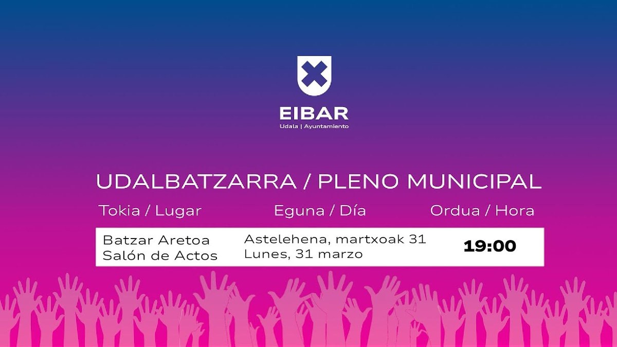 Sesión ordinaria del Pleno Municipal, este lunes, 31 de marzo, a las 19:00 horas — Ayuntamiento ...